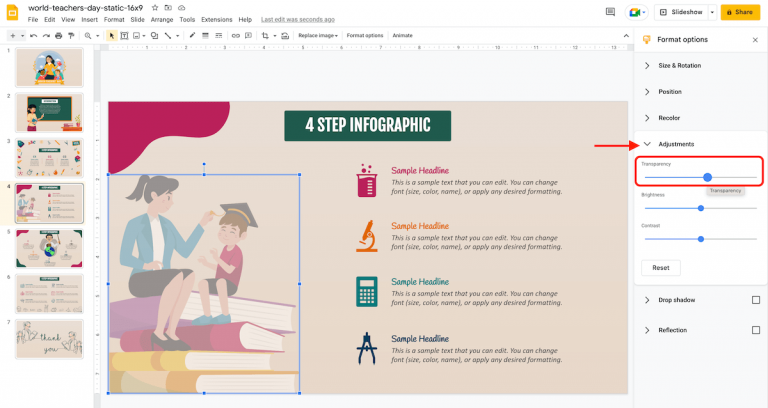 How to Apply Effects to an Image in Google Slides