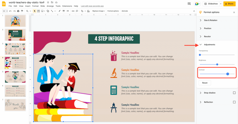 How to Apply Effects to an Image in Google Slides