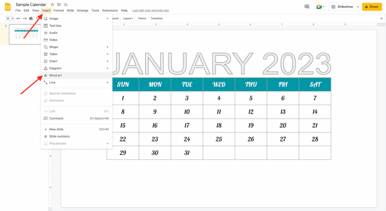 An Easy Guide to Create a Calendar in Google Slides
