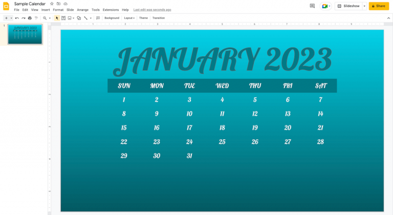 An Easy Guide to Create a Calendar in Google Slides