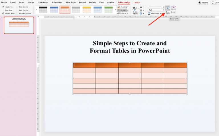 Simple Steps to Create and Format Tables in PowerPoint